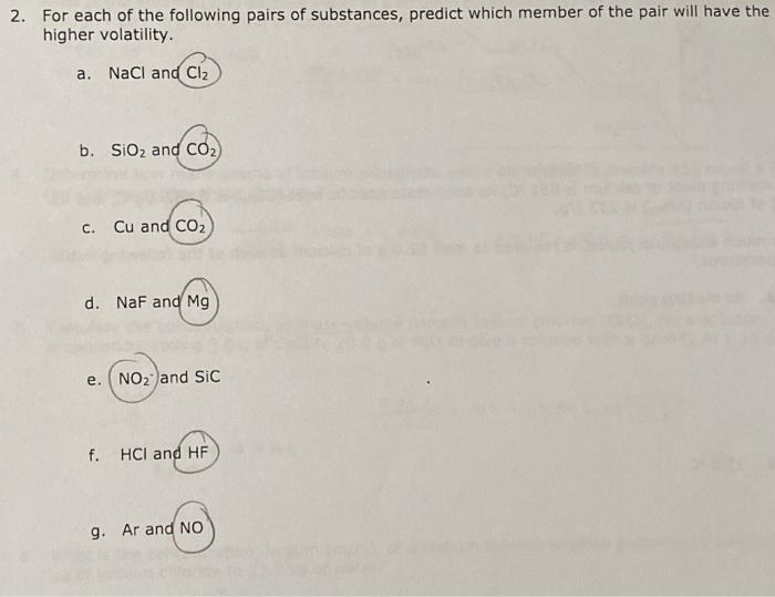 Solved 2. For each of the following pairs of substances, | Chegg.com