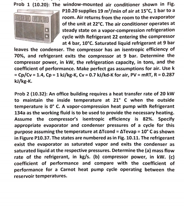 Solved Prob 1 (10.20): The window-mounted air conditioner | Chegg.com
