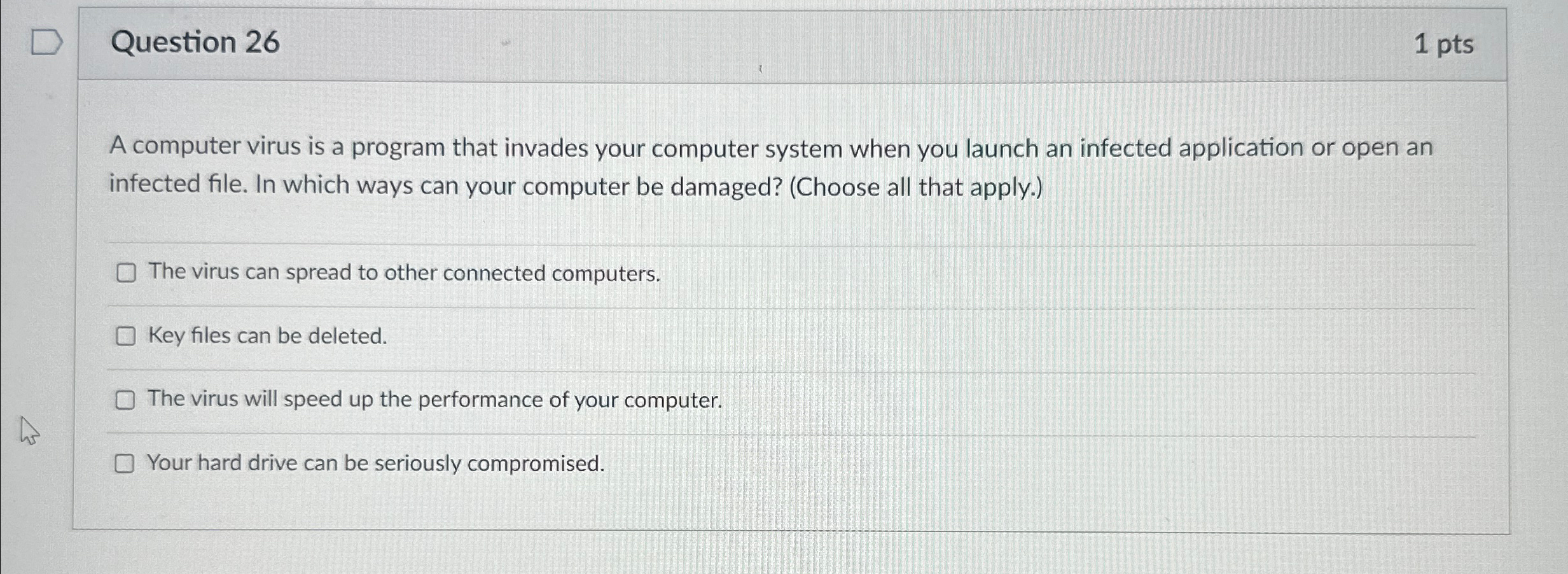Solved Question 261 ﻿ptsA computer virus is a program that | Chegg.com
