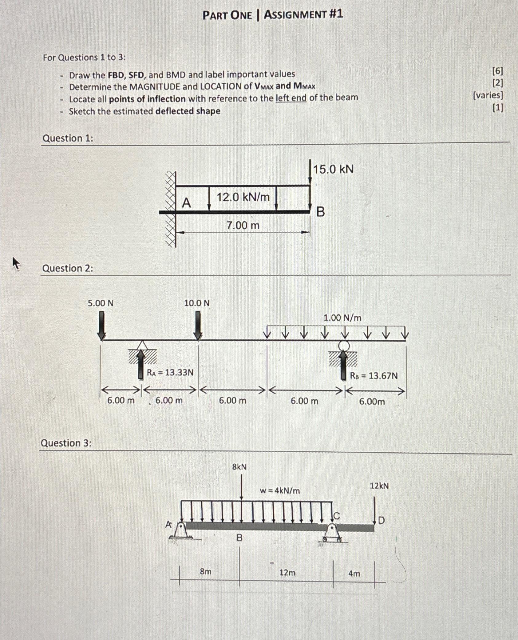 Solved PART ONE | ﻿ASSIGNMENT #1For Questions 1 ﻿to 3:Draw | Chegg.com