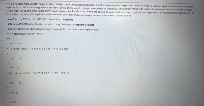 Solved Write A Variable Input Variable Output Function 0985
