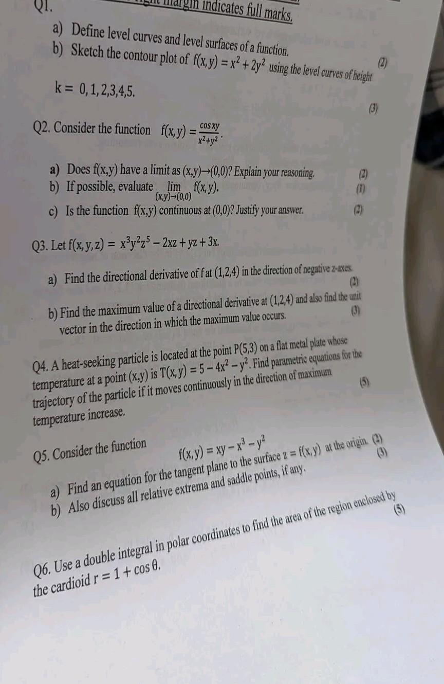 a) Define level curves and level surfaces of a | Chegg.com