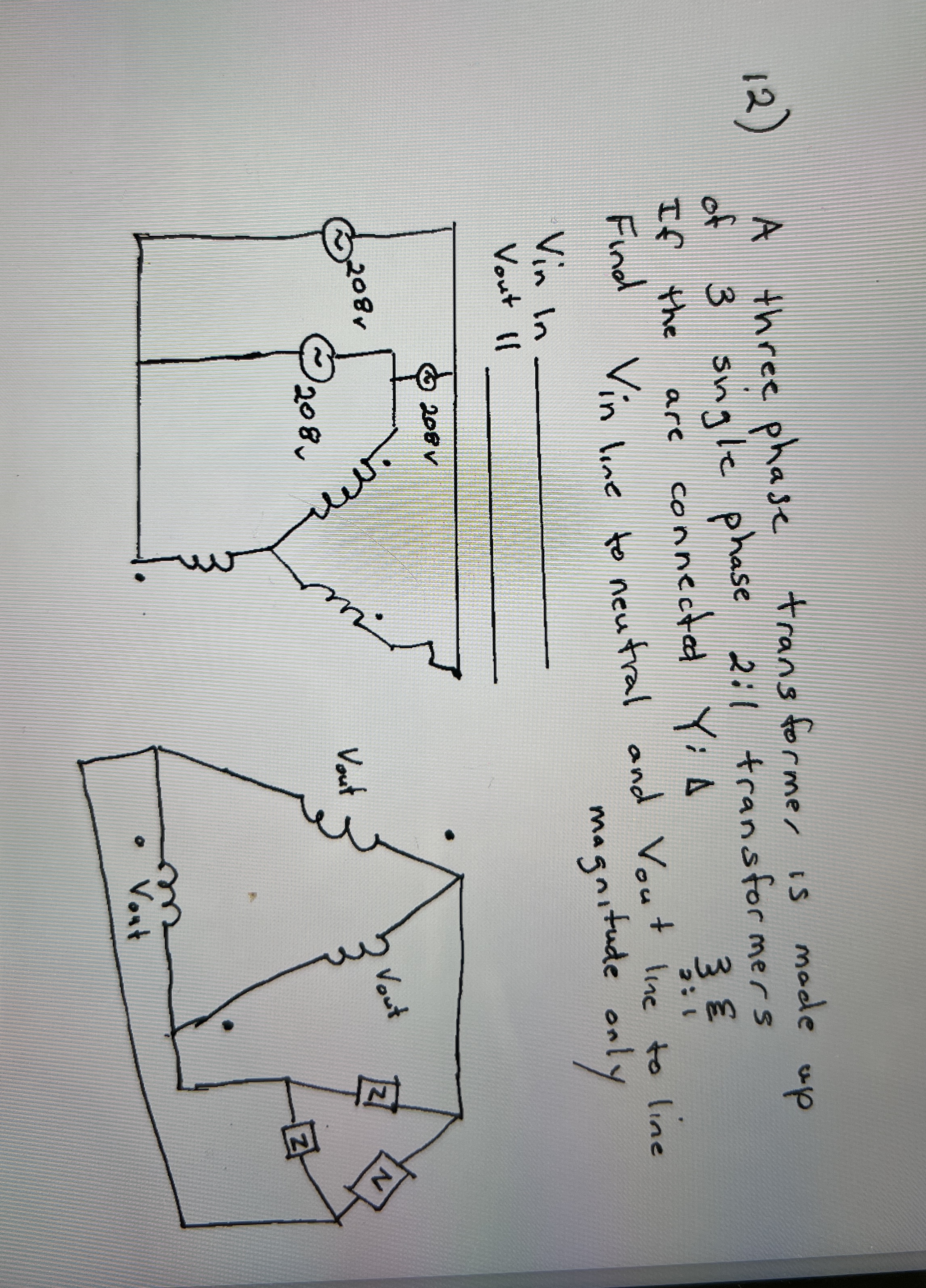 Solved A threephase transformer is made up of 3 ﻿single | Chegg.com