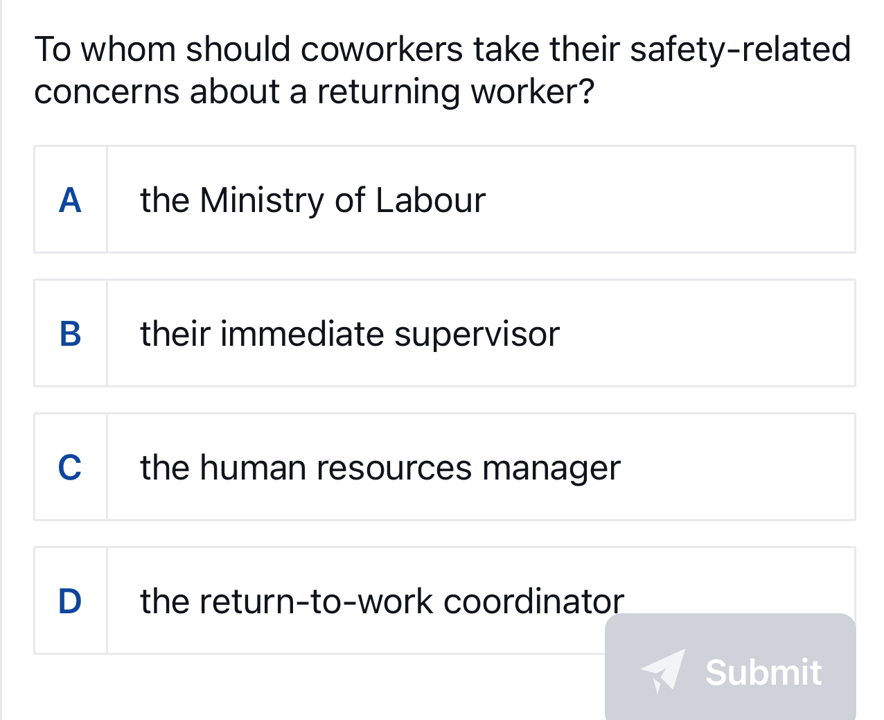 Solved To whom should coworkers take their safety-related | Chegg.com