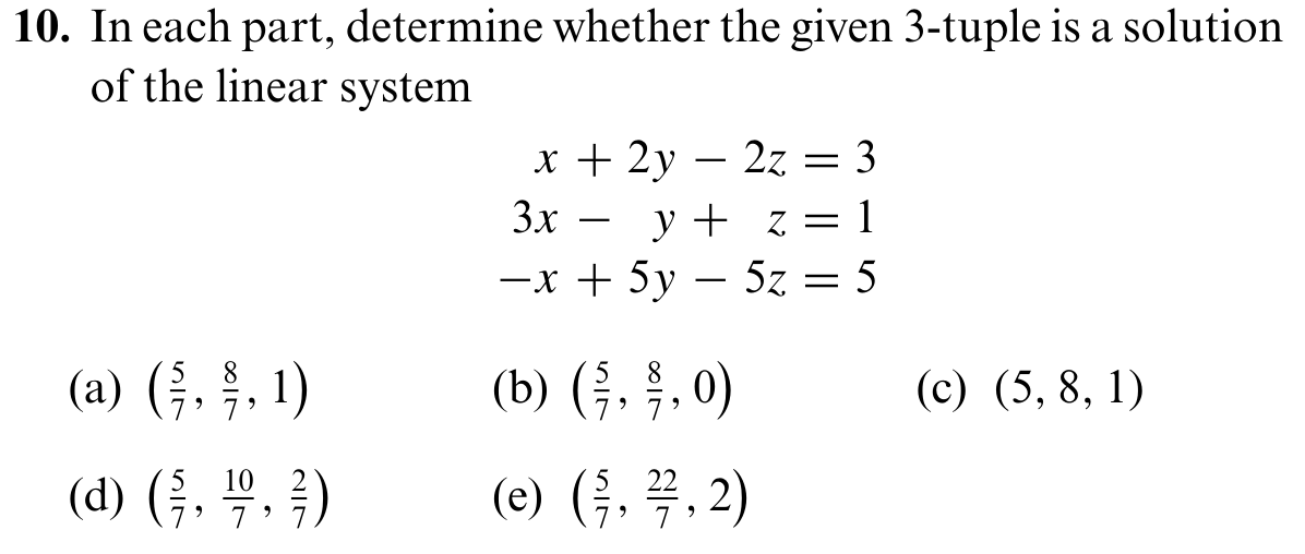Solved Algebra3 ﻿variable system of equationsWhich of the | Chegg.com