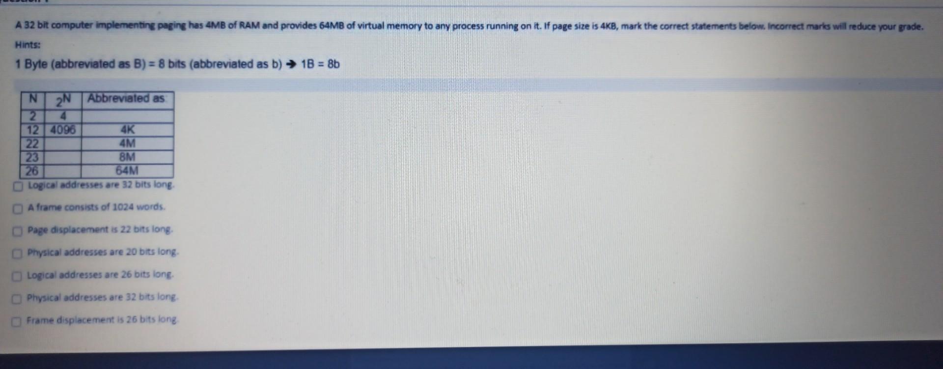 Solved Hints: 1 Byle (abbreviated as B) =8 bits (abbreviated | Chegg.com