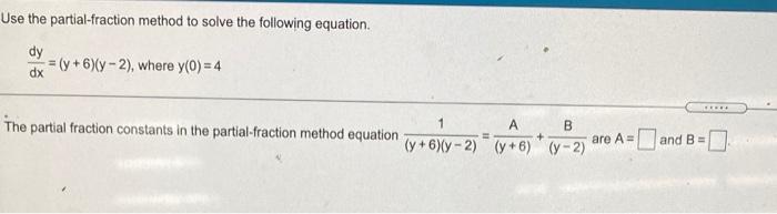 Solved Use the partial-fraction method to solve the | Chegg.com