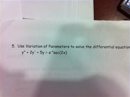 Solved Use Variation of Parameters to solve the differential | Chegg.com
