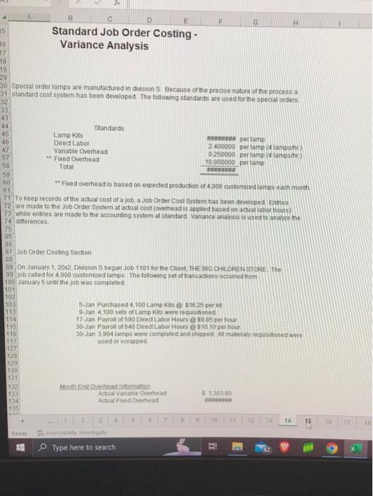 Solved Standard Job Order Costing - Variance Analysis | Chegg.com