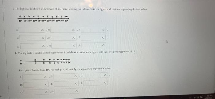 Solved 1) a. The log scale is labeled with powers of 10. | Chegg.com