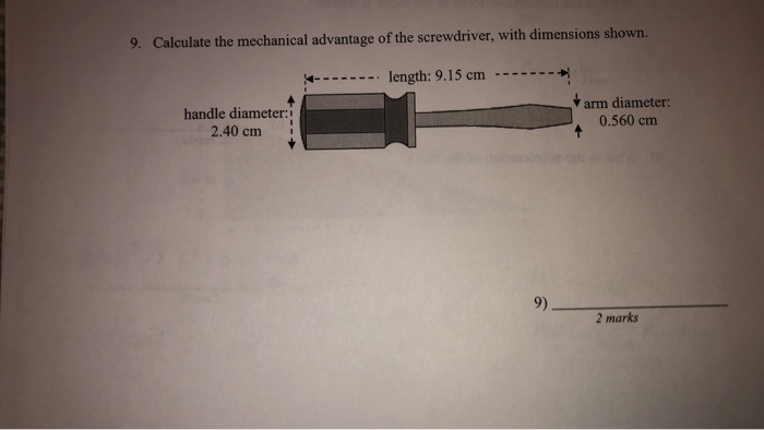 Solved 9. Calculate the mechanical advantage of the | Chegg.com