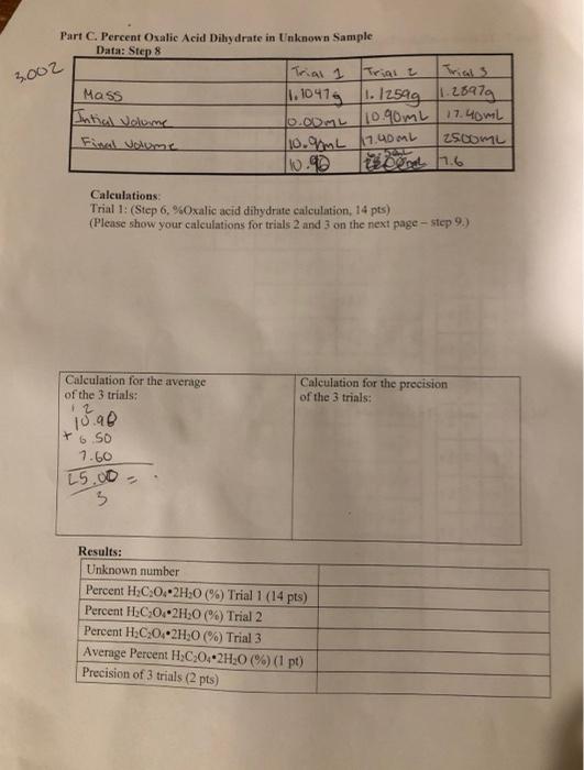 Solved Part B. Standardization of the КОН Solution | Chegg.com