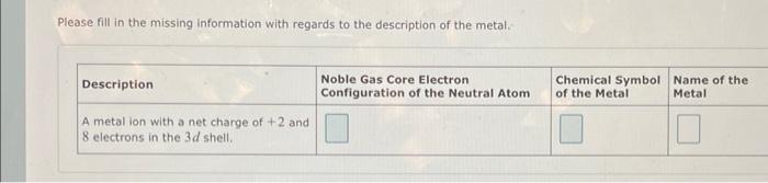 Solved Please fill in the missing information with regards | Chegg.com