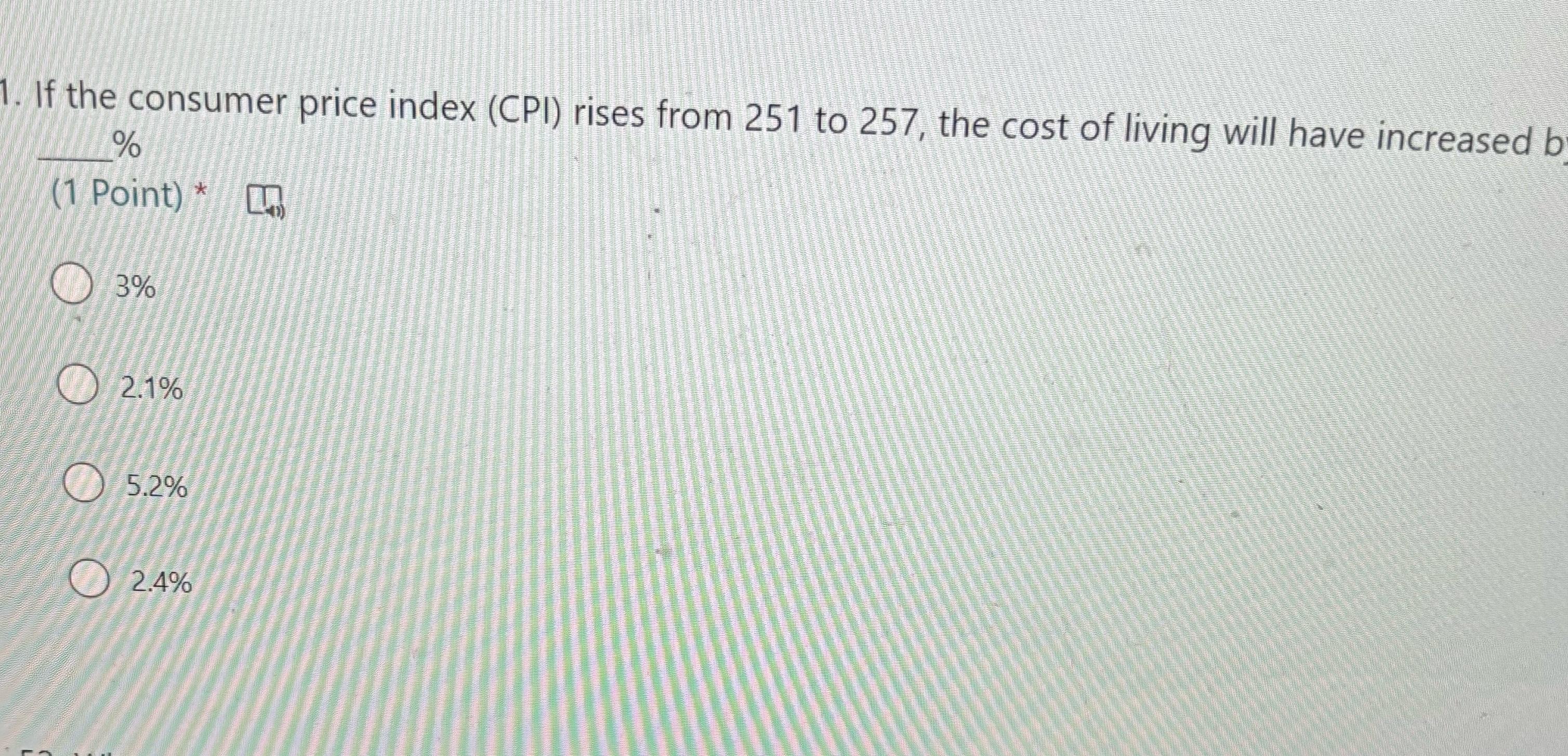 Solved If the consumer price index (CPI) ﻿rises from 251 ﻿to | Chegg.com