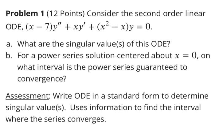 Solved Problem 1 (12 Points) Consider the second order | Chegg.com