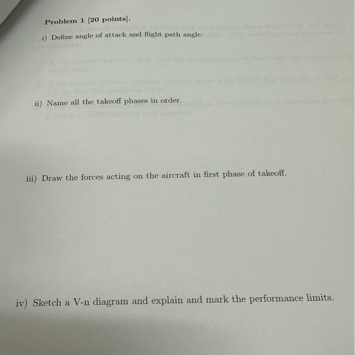 i) Define angle of attack and flight path angle. ii) | Chegg.com