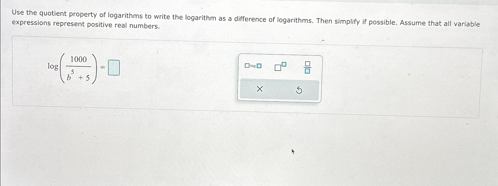 Solved Use the quotient property of logarithms to write the | Chegg.com