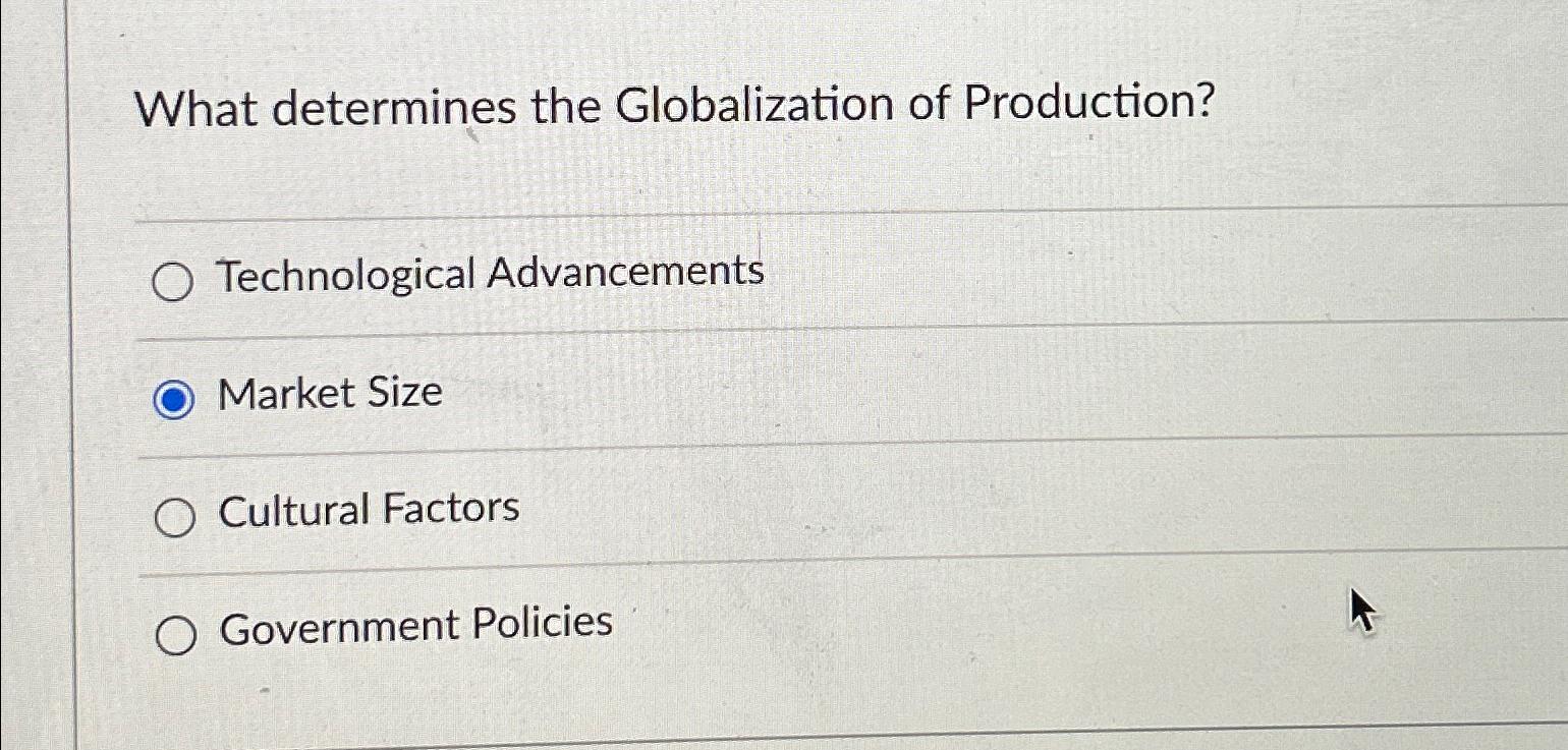 Solved What determines the Globalization of | Chegg.com