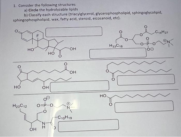 Solved 1. Consider the following structures a) Circle the | Chegg.com