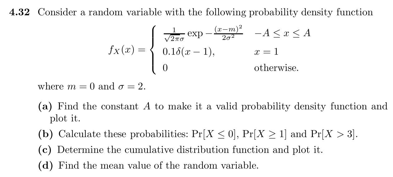 Solved Consider a random variable with the following | Chegg.com