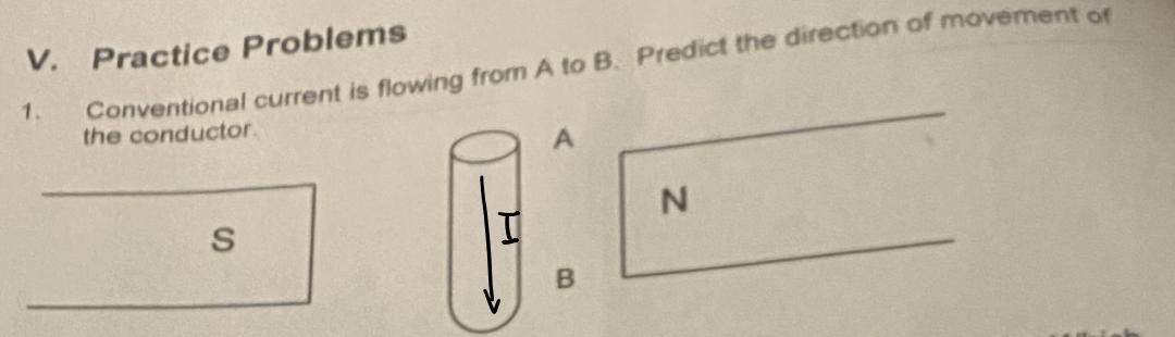 Solved V. ﻿Practice ProblemsConventional current is flowing | Chegg.com