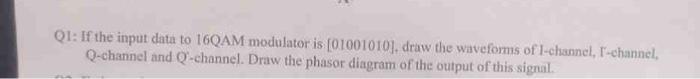 Q1: If the input data to 16 QAM modulator is | Chegg.com