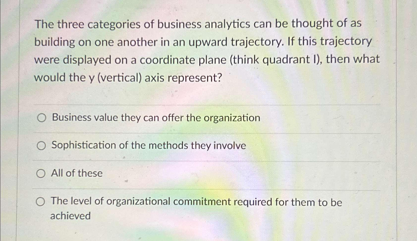 Solved The three categories of business analytics can be | Chegg.com
