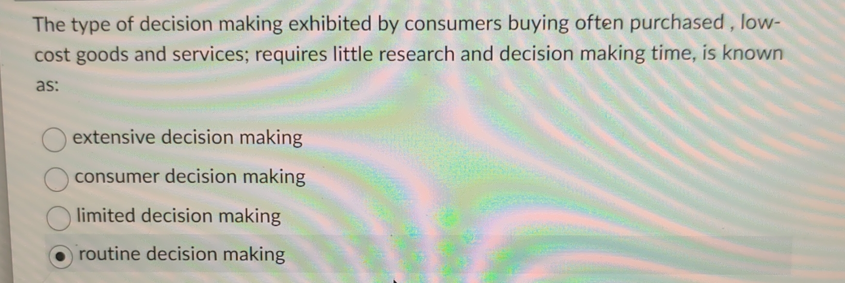 Solved The type of decision making exhibited by consumers | Chegg.com