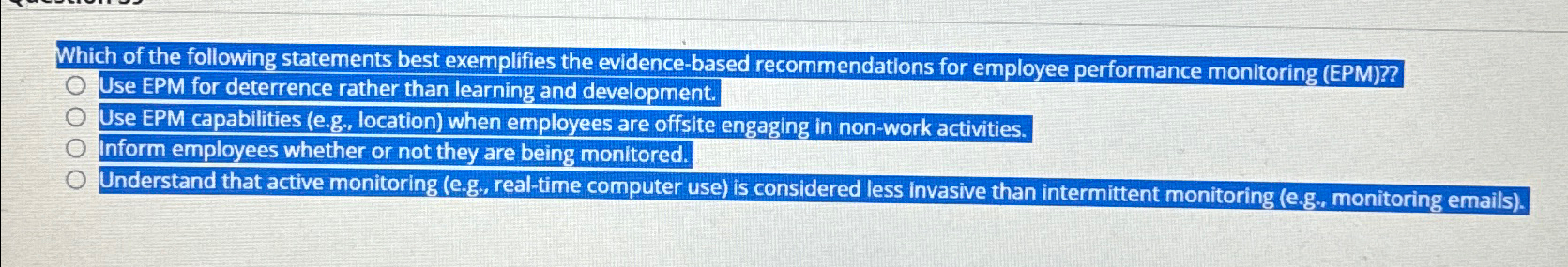 Solved Which of the following statements best exemplifies | Chegg.com