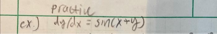 Solved dy/dx=sin(x+y) | Chegg.com
