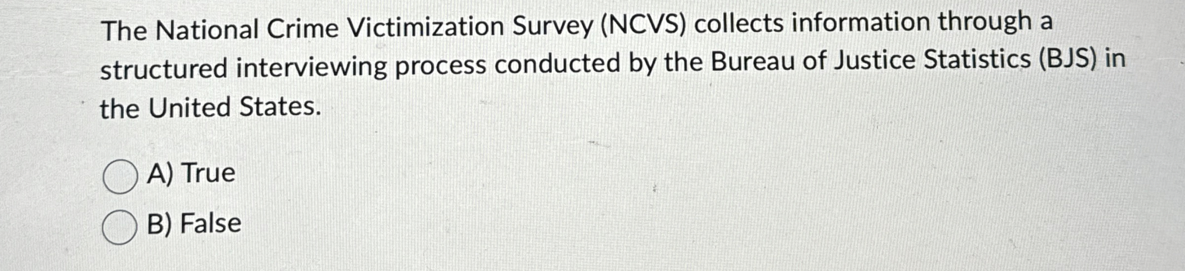 Solved The National Crime Victimization Survey (NCVS) | Chegg.com