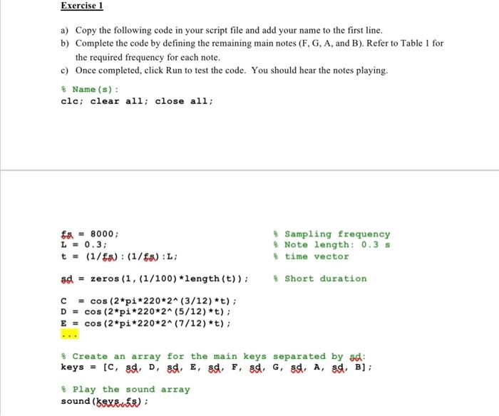 Solved Exercise 1 a) Copy the following code in your script | Chegg.com