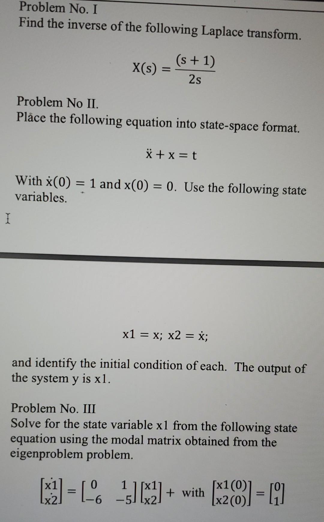 Solved Problem No. I Find the inverse of the following | Chegg.com