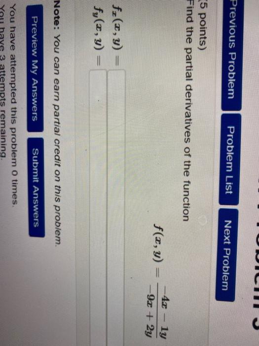 Solved Previous Problem Problem List Next Problem 5 points) | Chegg.com