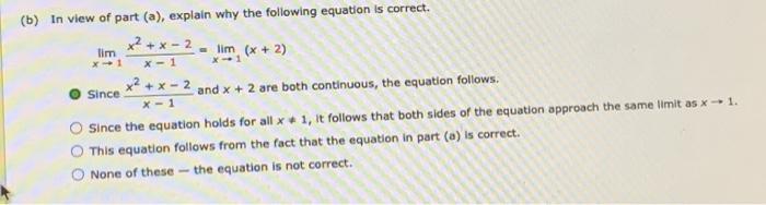 Solved (b) In view of part (a), explain why the following | Chegg.com