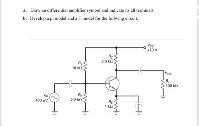 Solved a. Draw an differential amplifier symbol and indicate | Chegg.com