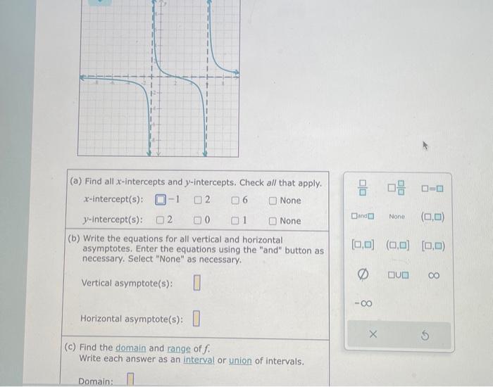 Solved (a) Find all x-intercepts and y-intercepts. Check all | Chegg.com
