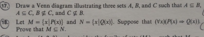 (17.) ﻿Draw a Venn diagram illustrating three sets | Chegg.com