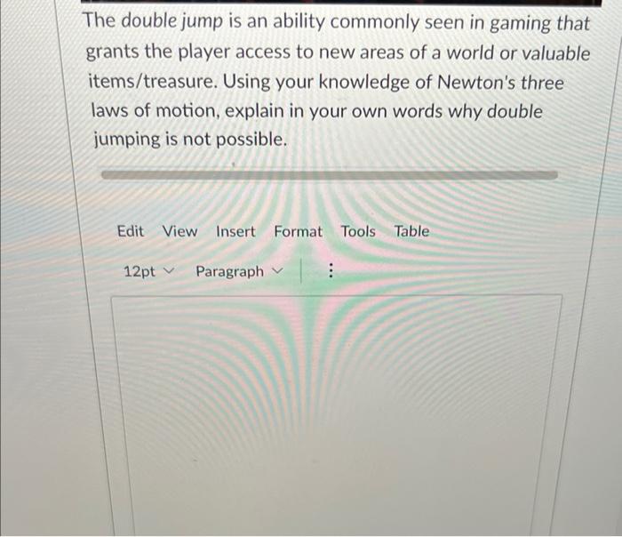Solved The double jump is an ability commonly seen in gaming | Chegg.com