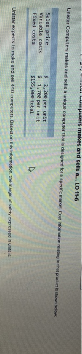 Solved Dwi Liputers makes and sells a... LO 11-6 Unistar | Chegg.com