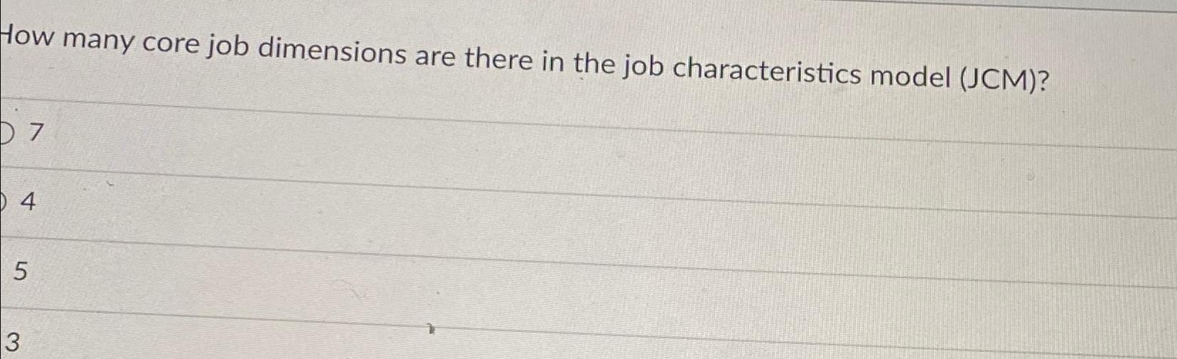 Solved How many core job dimensions are there in the job | Chegg.com