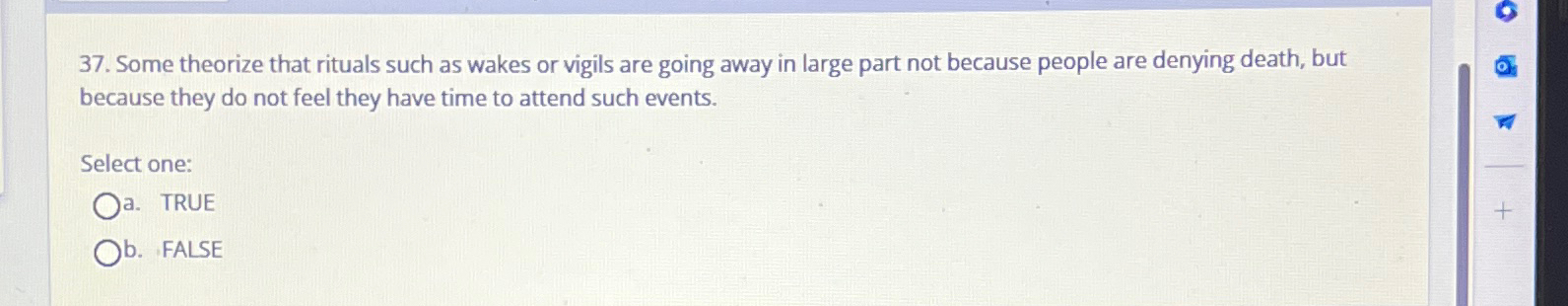 Solved Some theorize that rituals such as wakes or vigils | Chegg.com