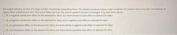 Solved The widget industry consists of a large number of | Chegg.com