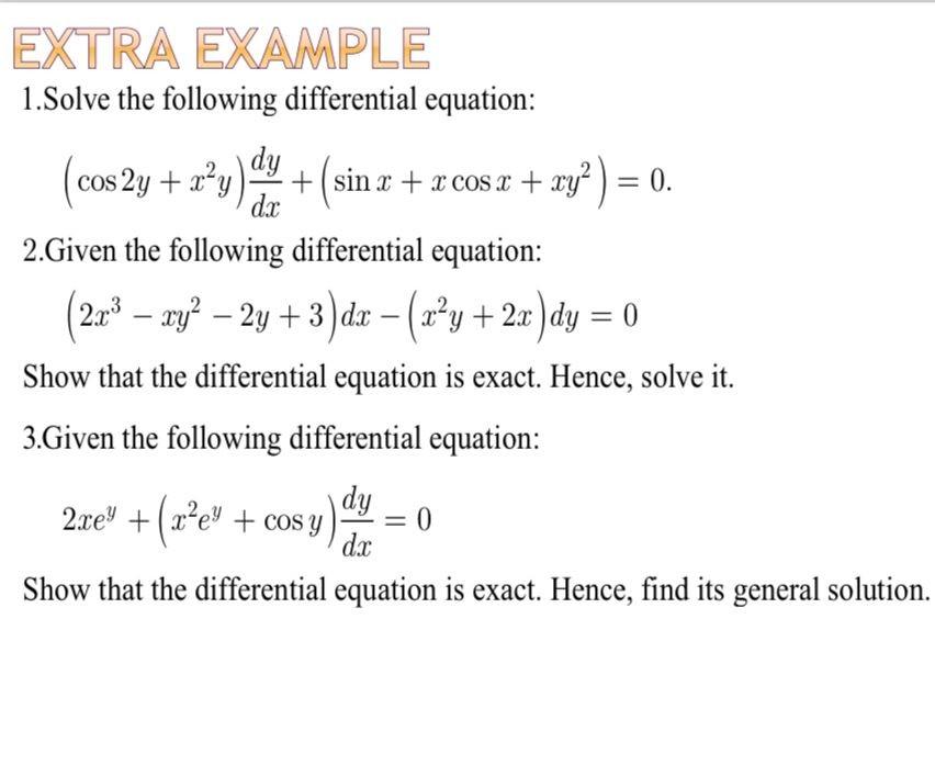 Solved cos 2y + x’y) + (sin 2 + c cos 2 + xy?) = 0. EXTRA | Chegg.com