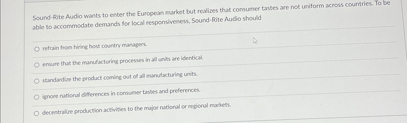 Solved Sound-Rite Audio wants to enter the European market | Chegg.com