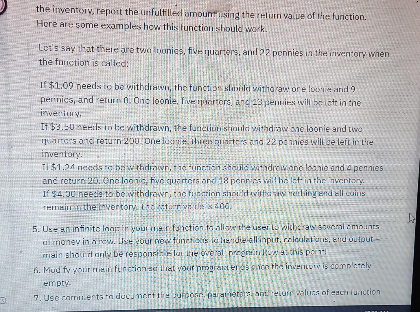 Solved \#include estdio.h> 6 7. // Change denominations 8 | Chegg.com