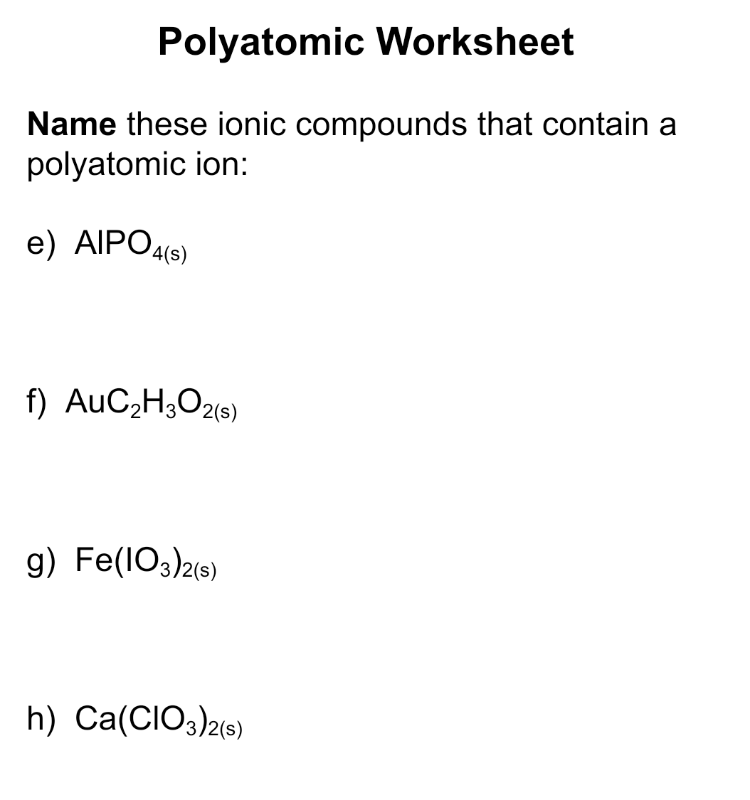 Solved Polyatomic WorksheetName these ionic compounds that | Chegg.com