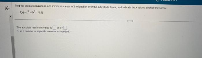 Solved Find the absolute maximum and minimam values of the | Chegg.com