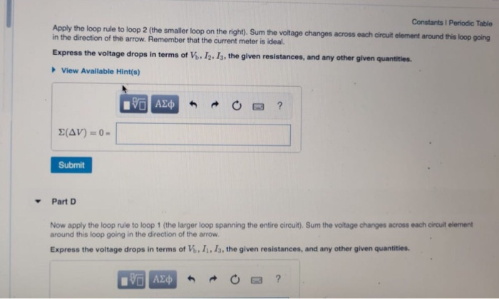 Solved Constants Periodic Table Apply the loop rule to loop | Chegg.com