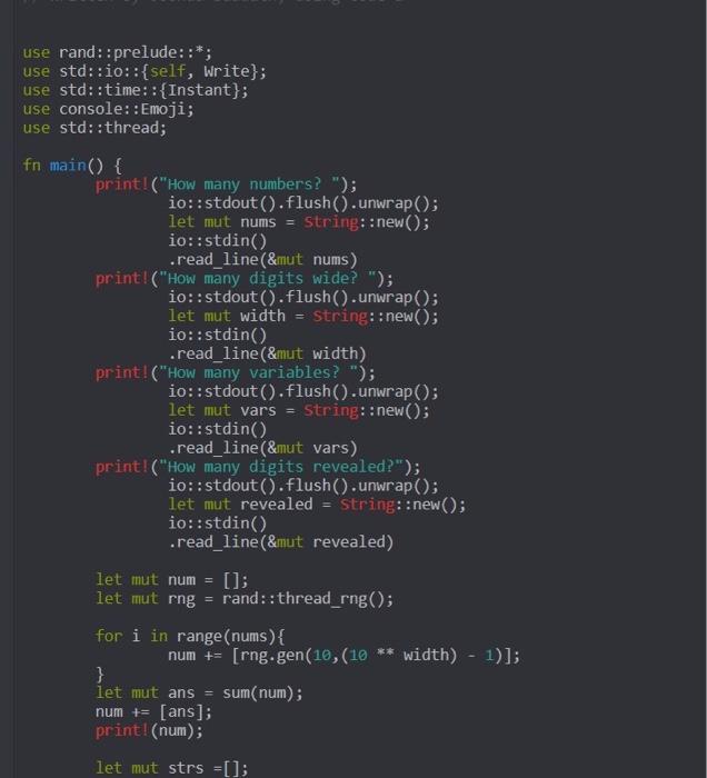 Solved what us wronf with my RUST LANGUAGE CODE(again RUST). | Chegg.com